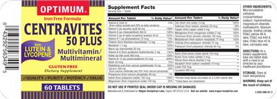 Centravites 50 Plus Iron Free Formula - Optimum | Suppleroo