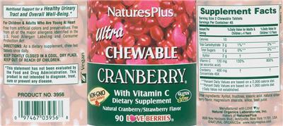 Ultra Chewable Cranberry with Vitamin C Natural Cranberry/Strawberry ...